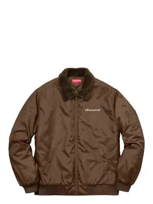 Supreme Independent Fur Collar Bomber Jacket - Brown