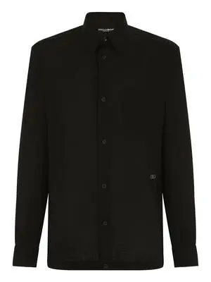 Dolce & Gabbana Back Linen Embroidered Shirt - Black