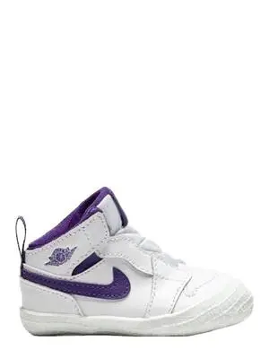 JORDAN 1 Crib Booties - White/court Purple