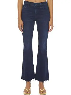 MOTHER Flared Jeans With Raw Edge Hem - Blue