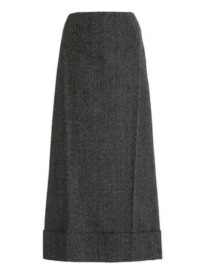 Prada Wool Mouliné Midi Skirt Black