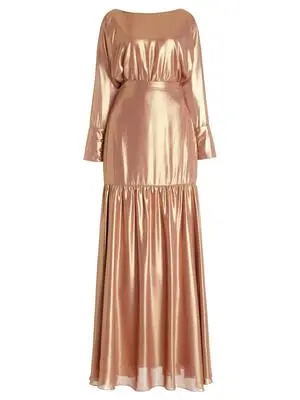ANDRES OTALORA Lame Maxi Dress - Rose Gold