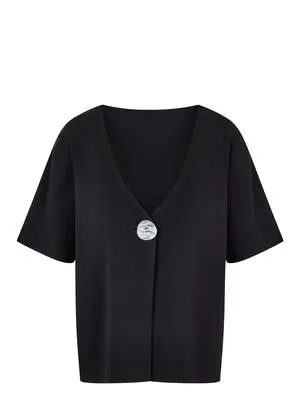 ELCE Buttoned Tencel Top - Black