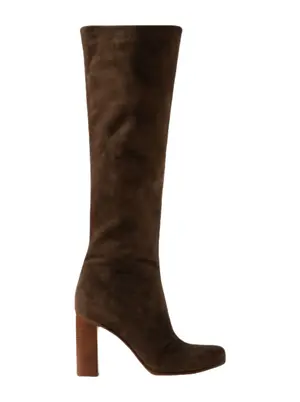 Khaite Willow Suede Knee Boots Chocolate
