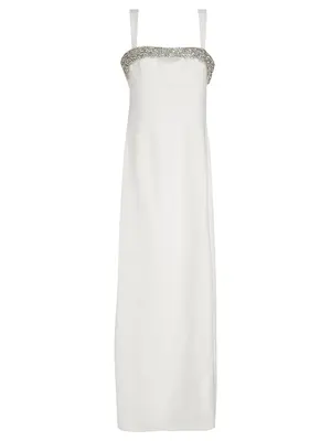 Simkhai Lennox Crystal-embellished Crepe Gown - White
