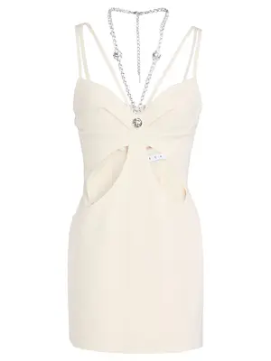 AREA AREA Embellished Cutout Mini Dress Cream