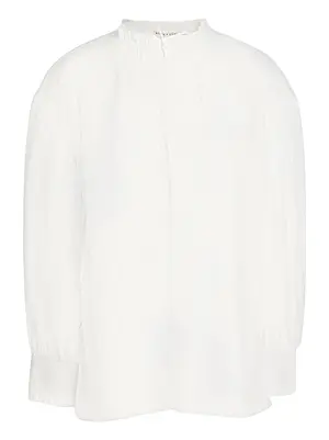 Alice + Olivia Ruffled Cotton And Silk-blend Voile Blouse - Off-white