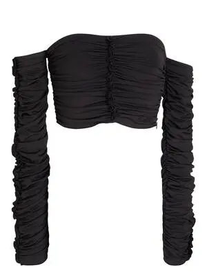 ROTATE BY BIRGER CHRISTENSEN Off-the-shoulder Ruched Top - Black