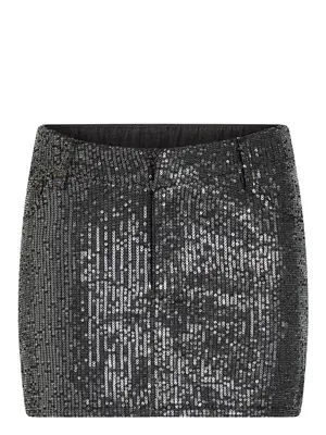ROTATE BY BIRGER CHRISTENSEN Sequined Cotton-twill Mini Skirt - Black