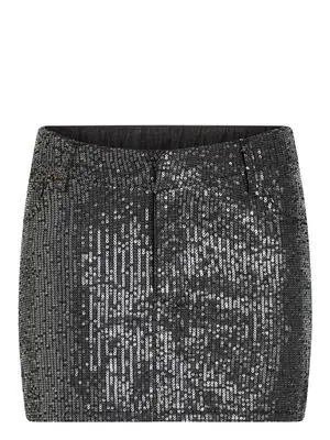 ROTATE BY BIRGER CHRISTENSEN Sequined Cotton-twill Mini Skirt - Black