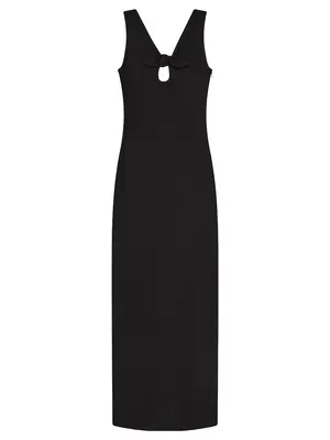 Saloni Cutout Bow-detailed Crepe Midi Dress - Black