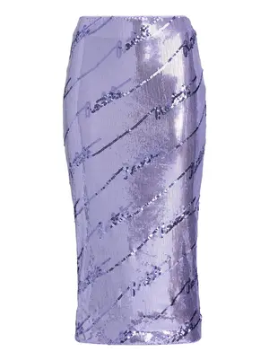 Remain Birger Christensen Sequined Stretch-mesh Midi Skirt - Lavender