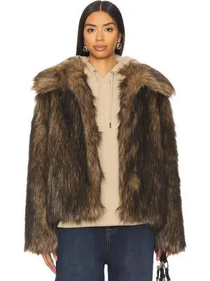Superdown Kennedy Faux Fur Coat - Brown