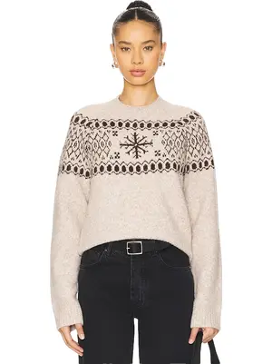LOVERS AND FRIENDS Josette Fairisle Pullover Sweater - Beige & Brown Multi