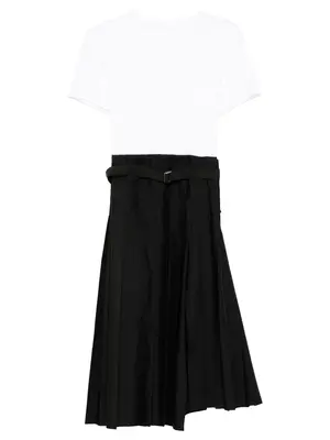 Sacai Pleat Detailing Dress - White