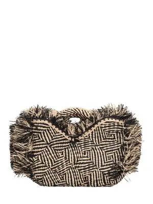 MADE FOR A WOMAN Zebra Raffia Shoulder Bag - Neutrals