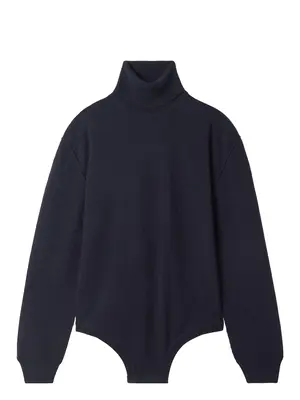 MAISON MARGIELA Wool And Cashmere-blend Turtleneck Bodysuit - Blue