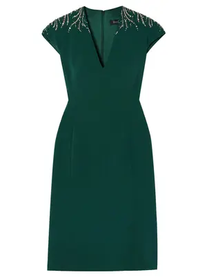 Jenny Packham Embellished Cady Midi Dress - Green