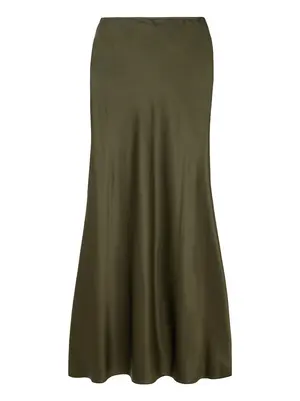 Staud Odin Silk-blend Satin Maxi Skirt - Green