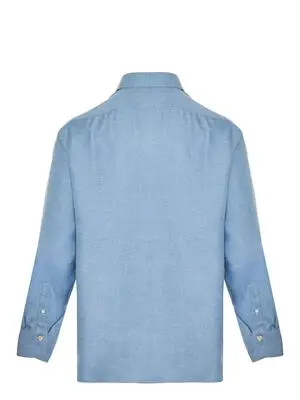 FINAMORE 1925 Cutaway Collar Shirt - Blue