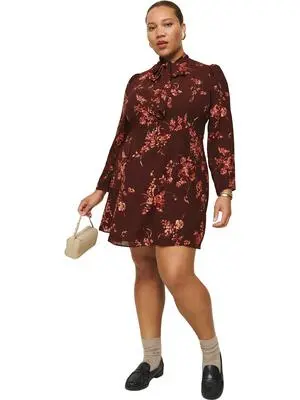 REFORMATION Sunna Floral Mini Dress - Brown