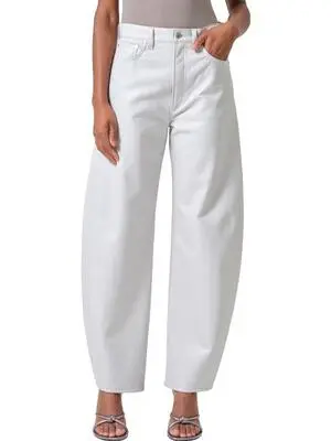 AGOLDE Luna Pieced High-waist Barrel-leg Leather-blend Pants - Wisp
