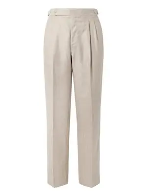 STOFFA Straight-leg Pleated Cashmere Trousers - Neutrals
