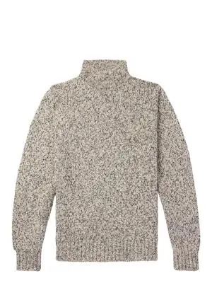 UMIT BENAN Ribbed Cotton And Cashmere-blend Rollneck Sweater - Brown