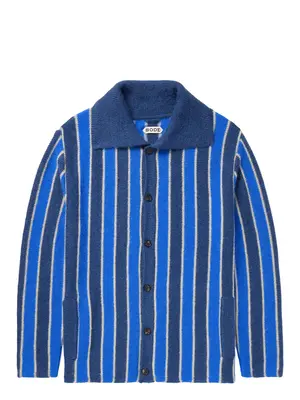 BODE BODE Striped Mohair-Blend Cardigan Blue