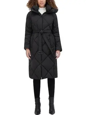 KENNETH COLE Hooded Puffer Coat Black