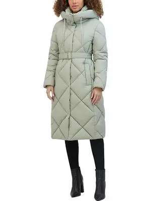 KENNETH COLE Hooded Puffer Coat Sage