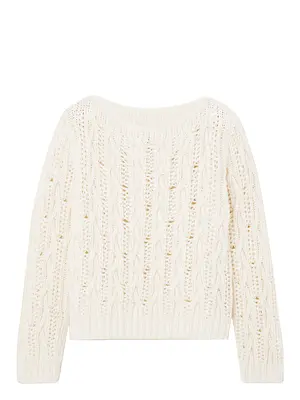 Loro Piana Cable-knit Cashmere-blend Sweater - White