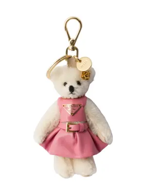 Prada Teddy Bag Charm With Metal Ring - White