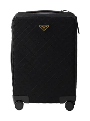 Prada Embroidered Fabric Trolley - Black