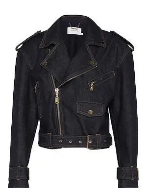 Zimmermann Crush Denim Biker Jacket - Dark Wash