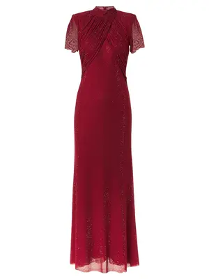 SELF-PORTRAIT Embellished Maxi Dress - Red