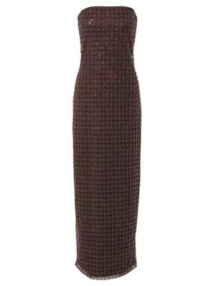 Remain Birger Christensen Beaded Strapless Maxi Dress - Brown