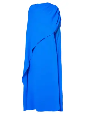 Oscar De La Renta Draped Silk-blend Georgette Gown - Blue