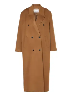 THE FRANKIE SHOP Gaia Double-Breasted Wool-Blend Coat Brown