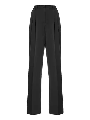 Dolce & Gabbana Wool And Silk Wide-leg Trousers - Black