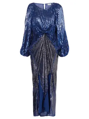 Rixo Coco Sequined Midi Dress - Blue