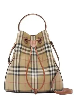 Burberry Small Check Bucket Bag - Archive Beige/briar Brown