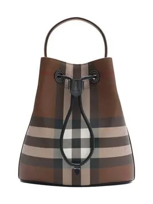 Burberry Small Check Bucket Bag - Dark Birch Brown