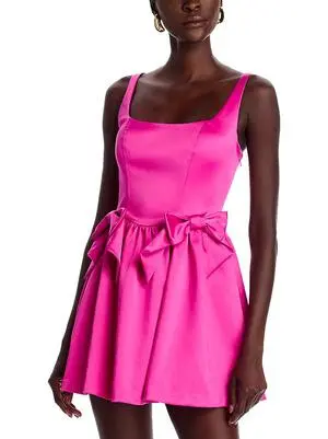 LoveShackFancy Bayer Bow Trim Mini Dress - Fuchsia