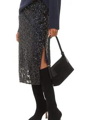 Whistles Floral Sequined Midi Skirt - Black Multi