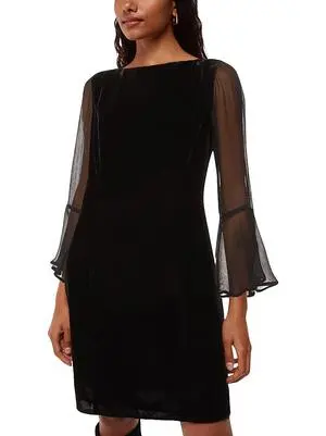 Whistles Petites Myla Velvet Mini Dress - Black