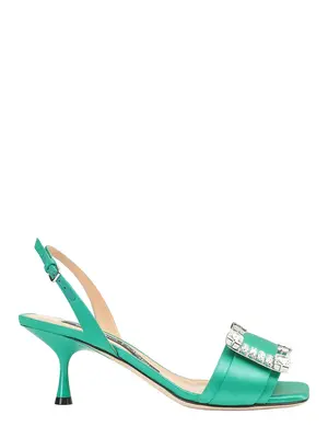 SERGIO ROSSI Sr Twenty 060 Satin Sandals - Green