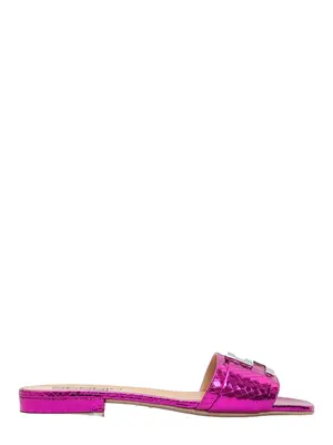 SERGIO ROSSI Leather Flat Sandals - Pink