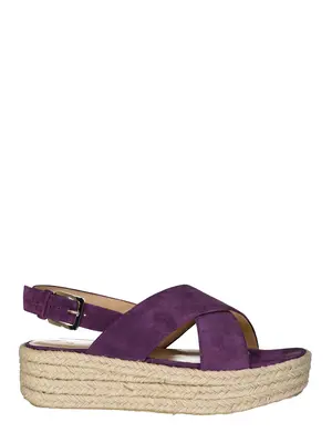 SERGIO ROSSI Leather Espadrilles - Purple