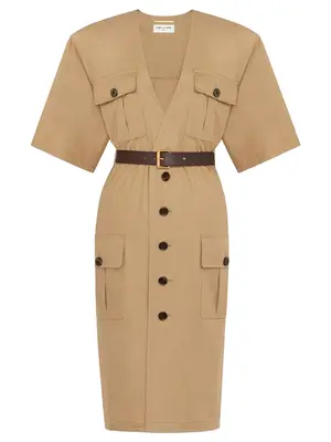 Saint Laurent Knee-length Shirt Dress - Beige